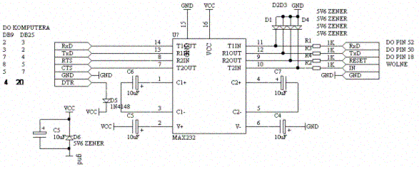 Motorola HC11 - schemat ideowy sprawdzonego interfejsu