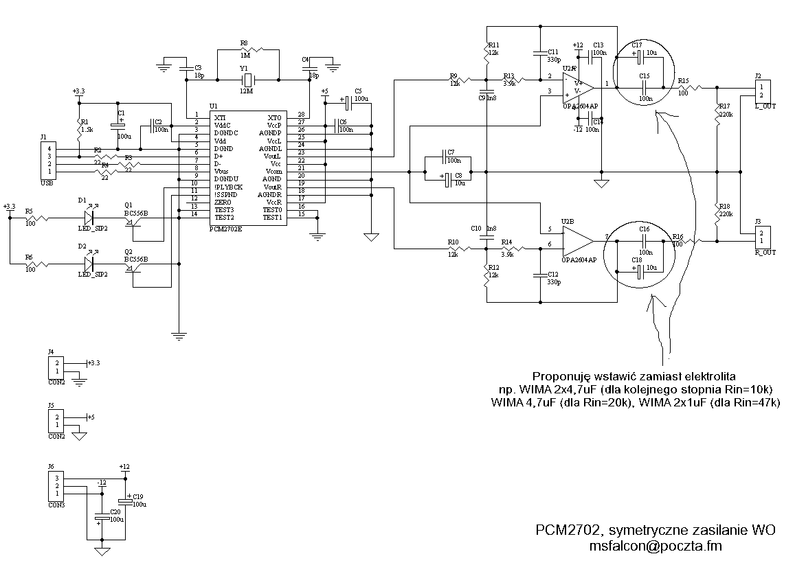 Karta dzwiękowa USB na układzie PCM2705 - 2 - elektroda.pl