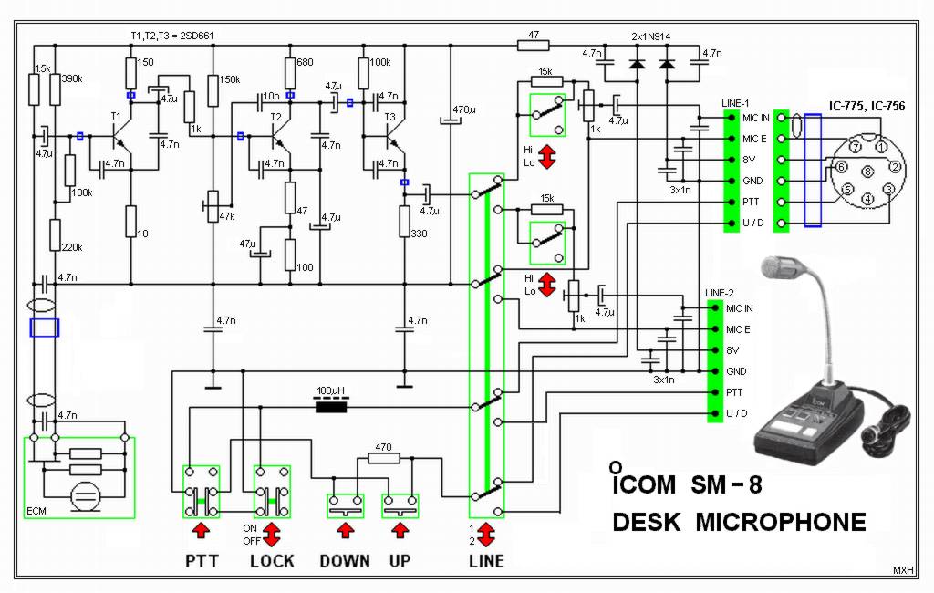 Icom 751Alfa - Jak podłączyć mikrofon CB do VOX? - elektroda.pl