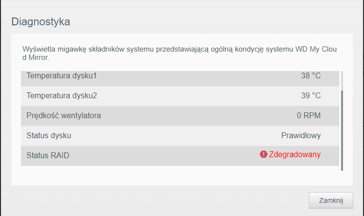 WD My Cloud Mirror nie przywraca RAID1 po wymianie dysku - co robić?