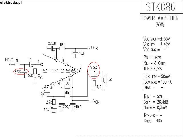 Stk086 - jakie zastosować kondensatory w tych miejscach?