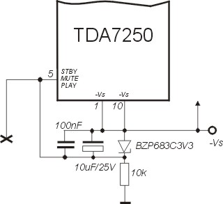 Wzmacniacz TDA 7250 - odcinanie sygnału przy zwiększaniu głośności