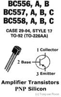 BC557B – wyprowadzenia tranzystora PNP, opis pinów zgodnie z kartą ...