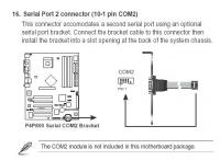 Rozpiska wyprowadzeń złącza COM2 na płycie ASUS P4P800 Deluxe