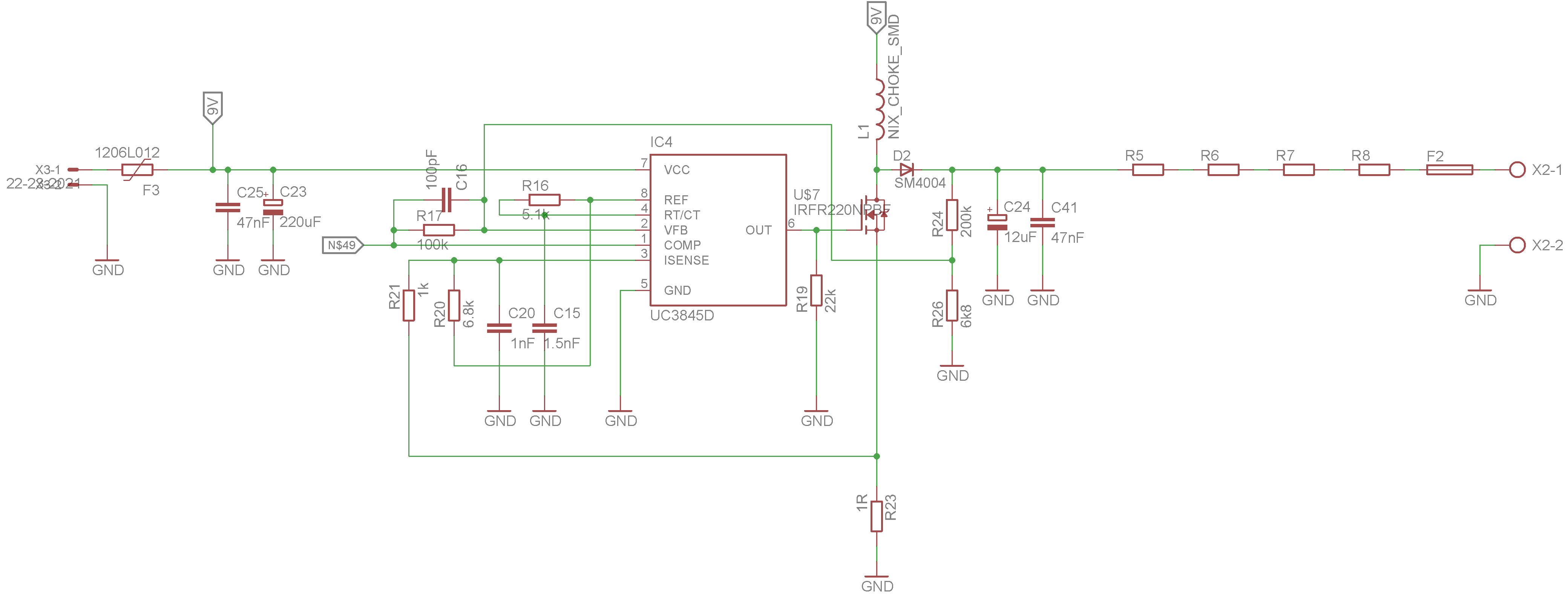 Przetwornica boost na UC3845 - znikoma wydajność prądowa