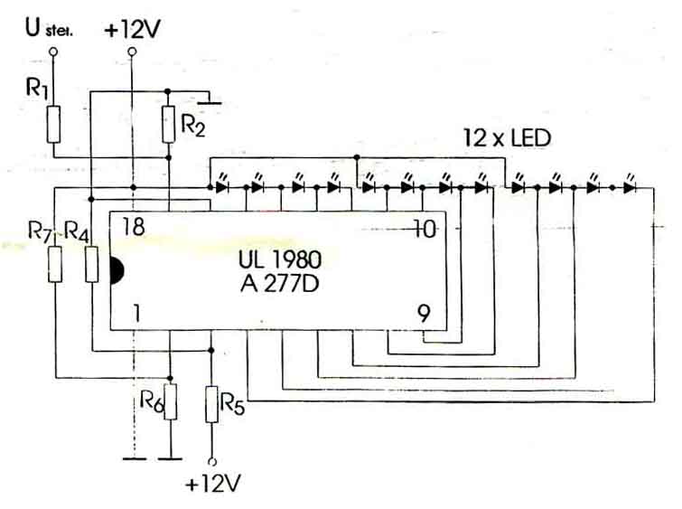 Czy układ UL1980 (A277D) nadaje się do woltomierza 0-12 V z 12 diodami?