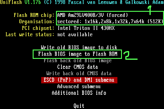 Uniflash nie wykrywa chip-a BIOS na płycie Abit AB-PX5 po flashowaniu