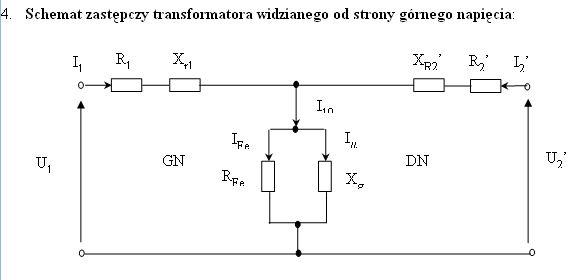 Schemat zastępczy transformatora typu T - który to? Różnice między nimi?