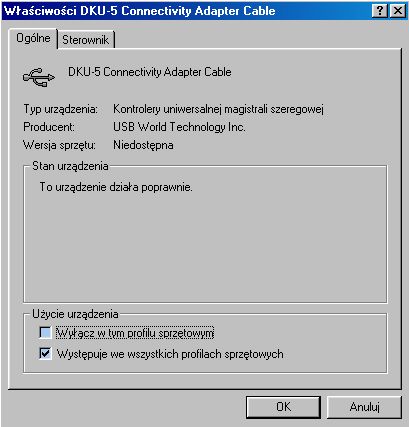 Nokia PC Suite 5.8 nie łączy się z Nokia 3100 przez kabel DKU-5 na Win98SE