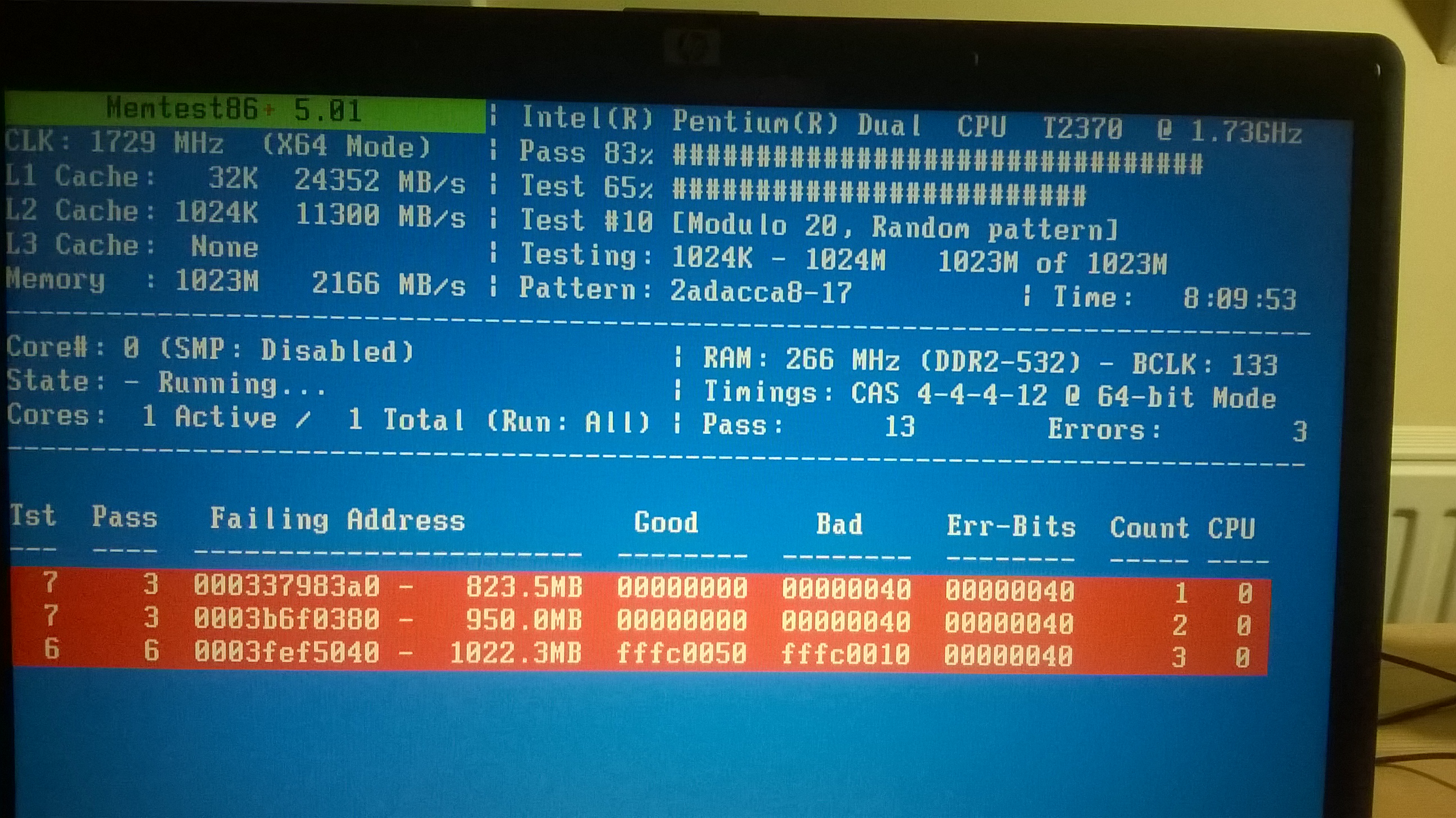 HP Compaq 6820s - Problemy ze stabilnością systemu / ciągłe bluescreeny