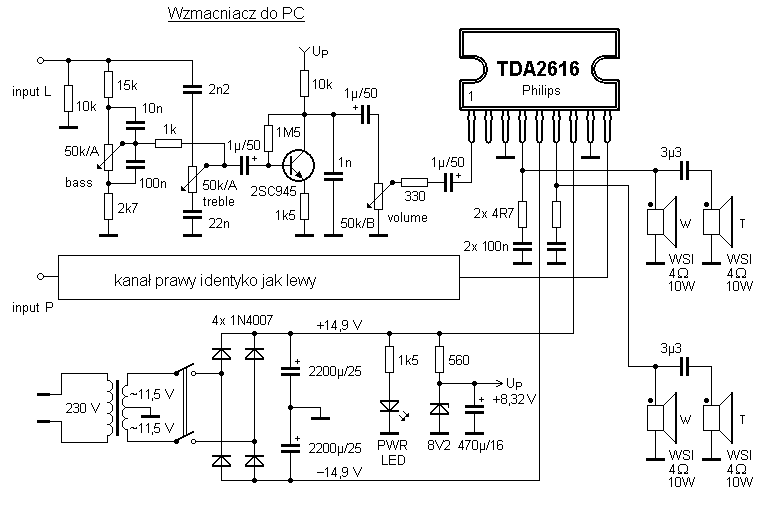 Wzmacniacz do komputera na kostce TDA2616 - elektroda.pl