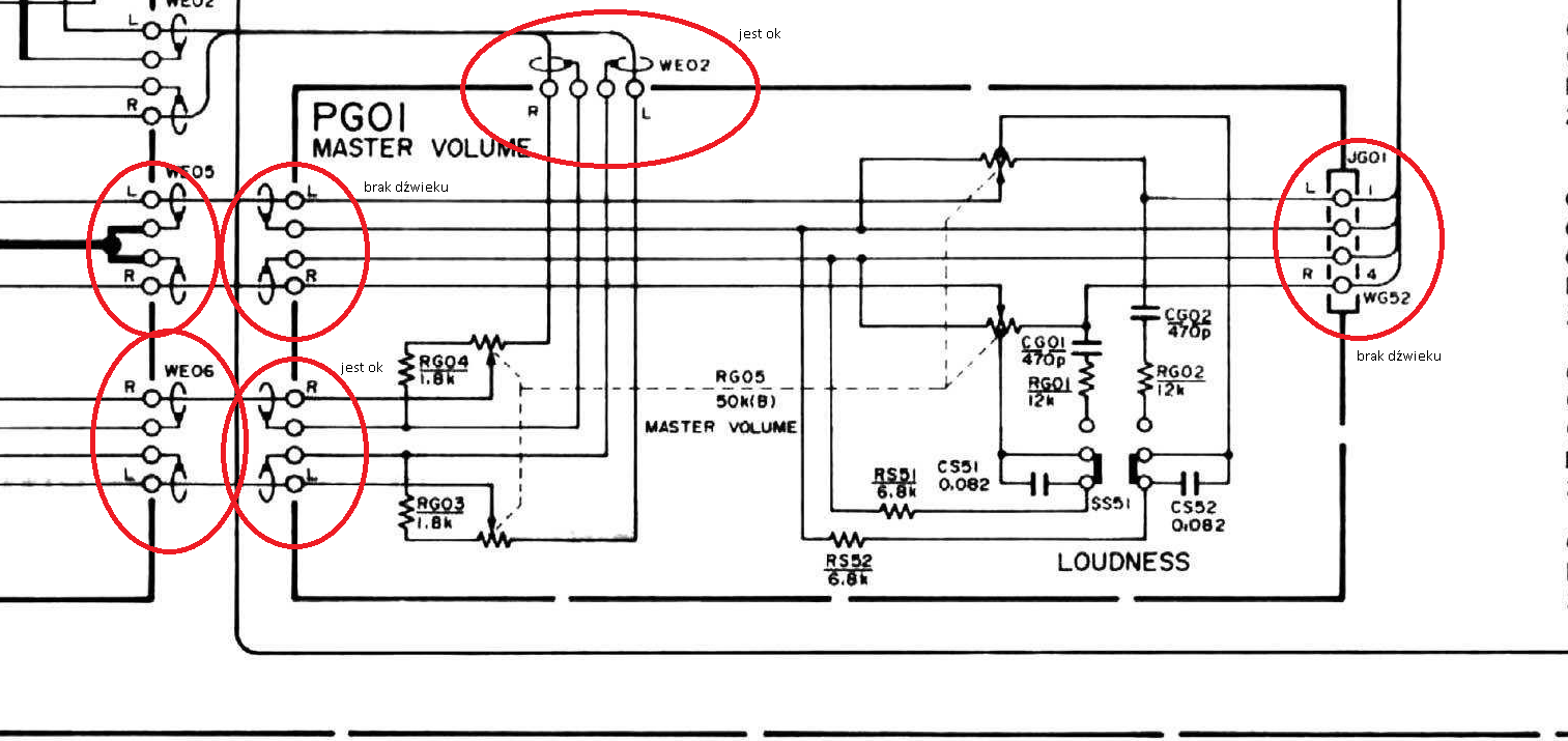 Wzmacniacz Grundig A9000 - brak dźwięku, stopień mocy sprawny