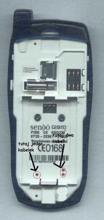 Lokalizacja pinów TX, RX, GND w Sendo P200 do podłączenia kabla